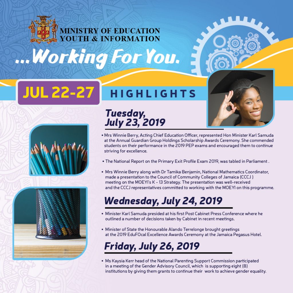 Ministry of Education, Youth and Information Weekly Update